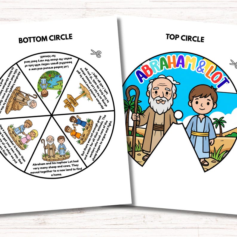 Abraham and Lot Spinner Coloring Wheel, Bible Wheel Story Craft, Sunday ...