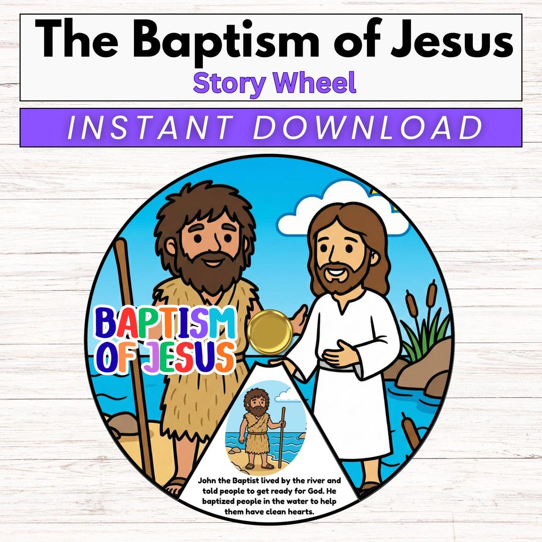 The Baptism of Jesus Spinner Coloring Wheel, Bible Wheel Story Craft ...