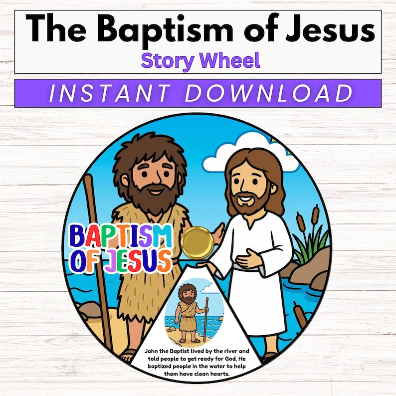 The Baptism of Jesus Spinner Coloring Wheel, Bible Wheel Story Craft ...