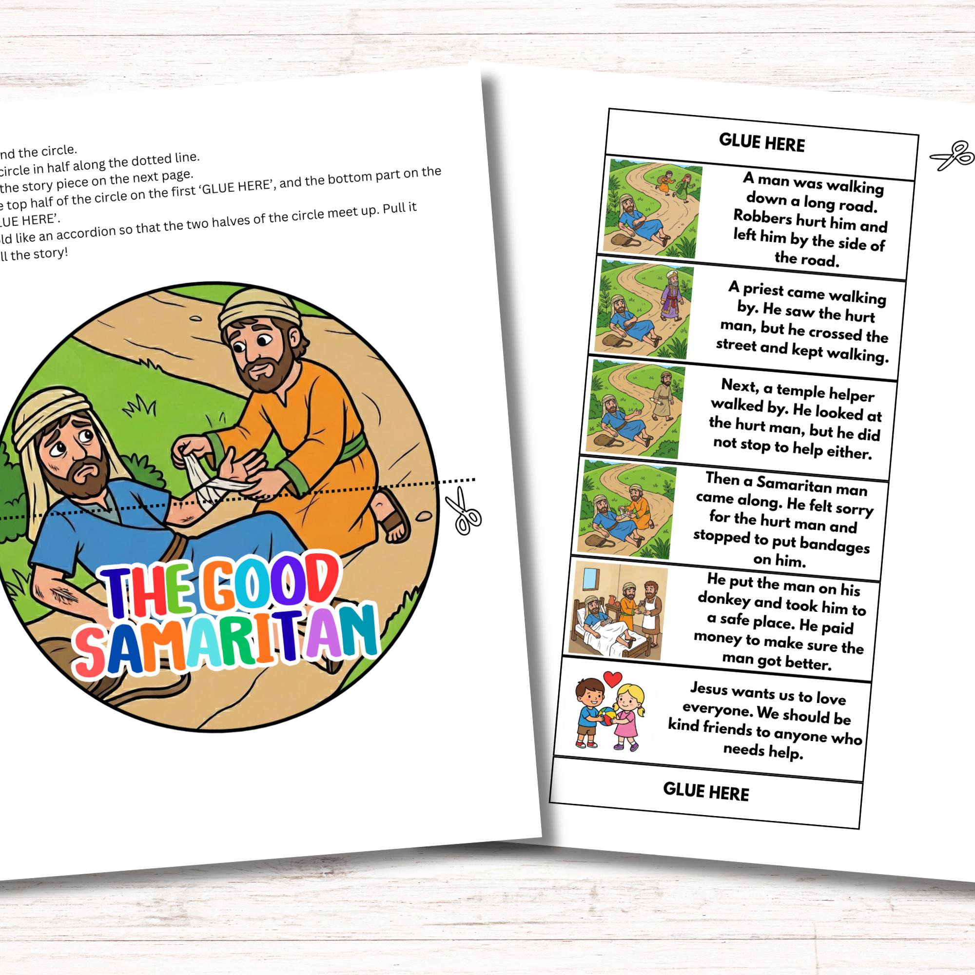 The Good Samaritan Parable Folding Surprise Printable Mini Book, Bible ...