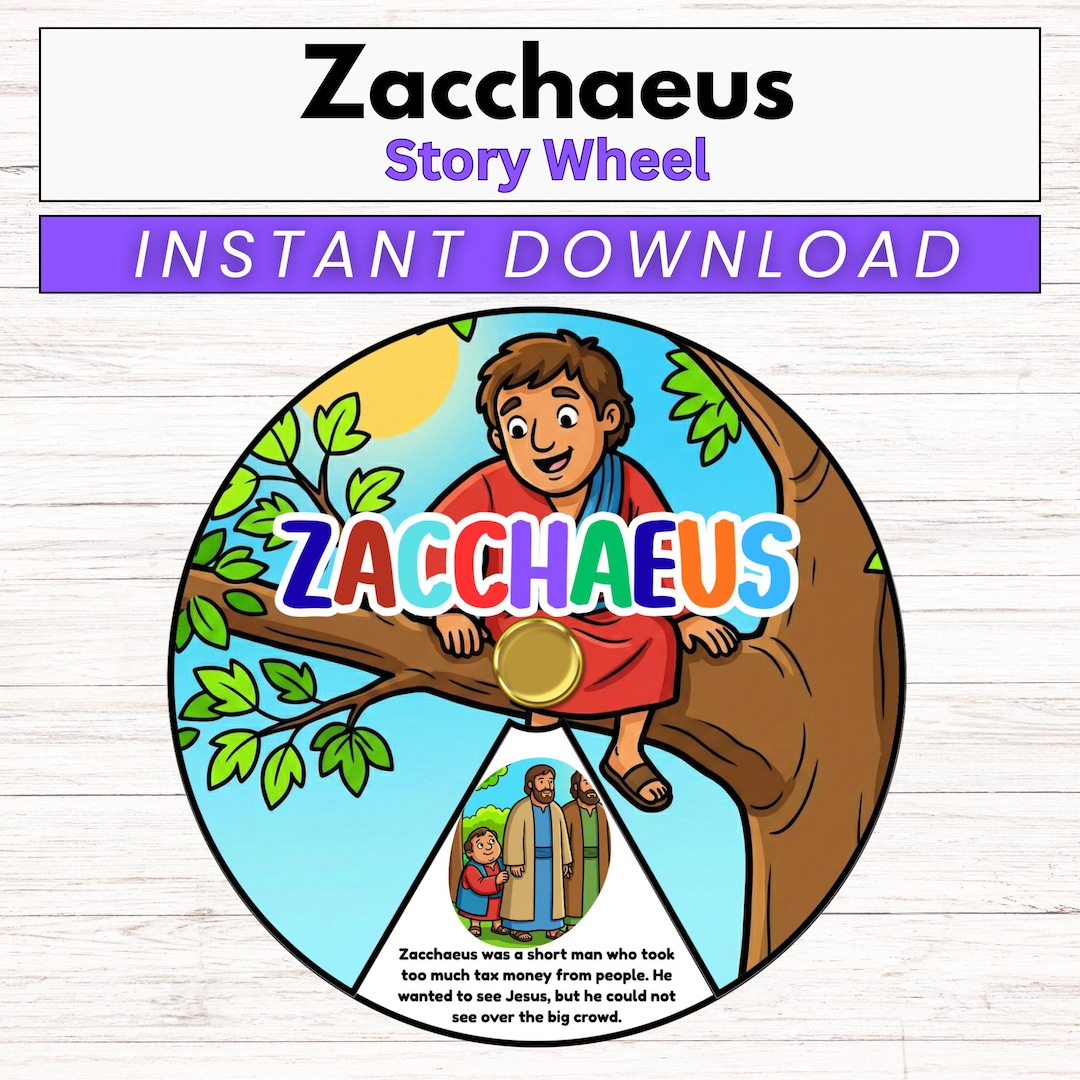 Zacchaeus Spinner Coloring Wheel, Bible Wheel Story Craft, Sunday ...