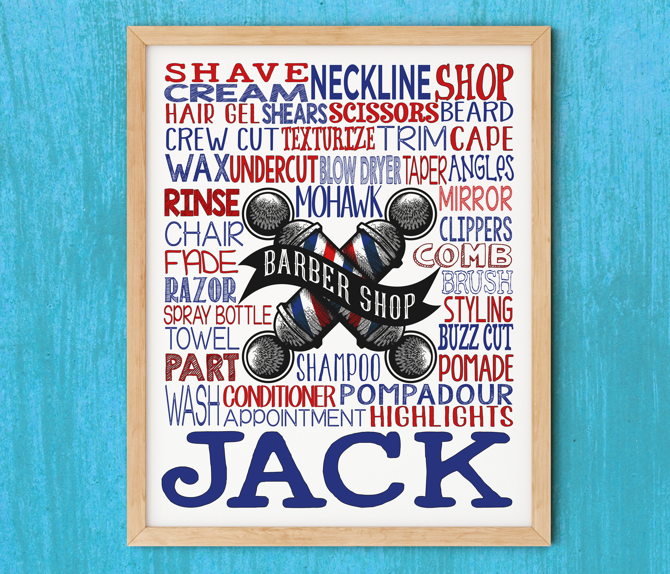 Personalized Barber Poster Gift, Barbershop Typography Art, Barber Gift ...