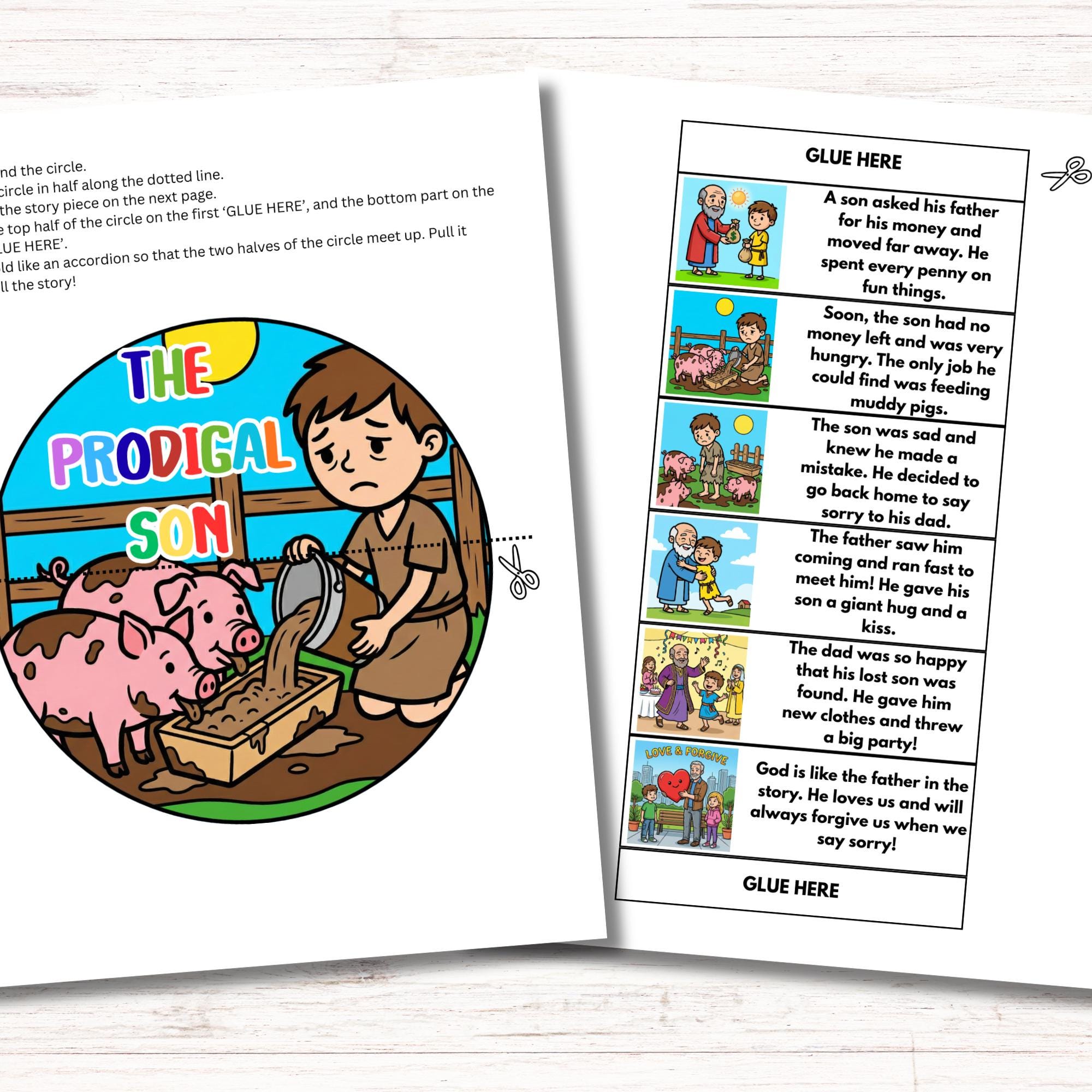 The Prodigal Son Folding Surprise Printable Mini Book, Bible Story ...