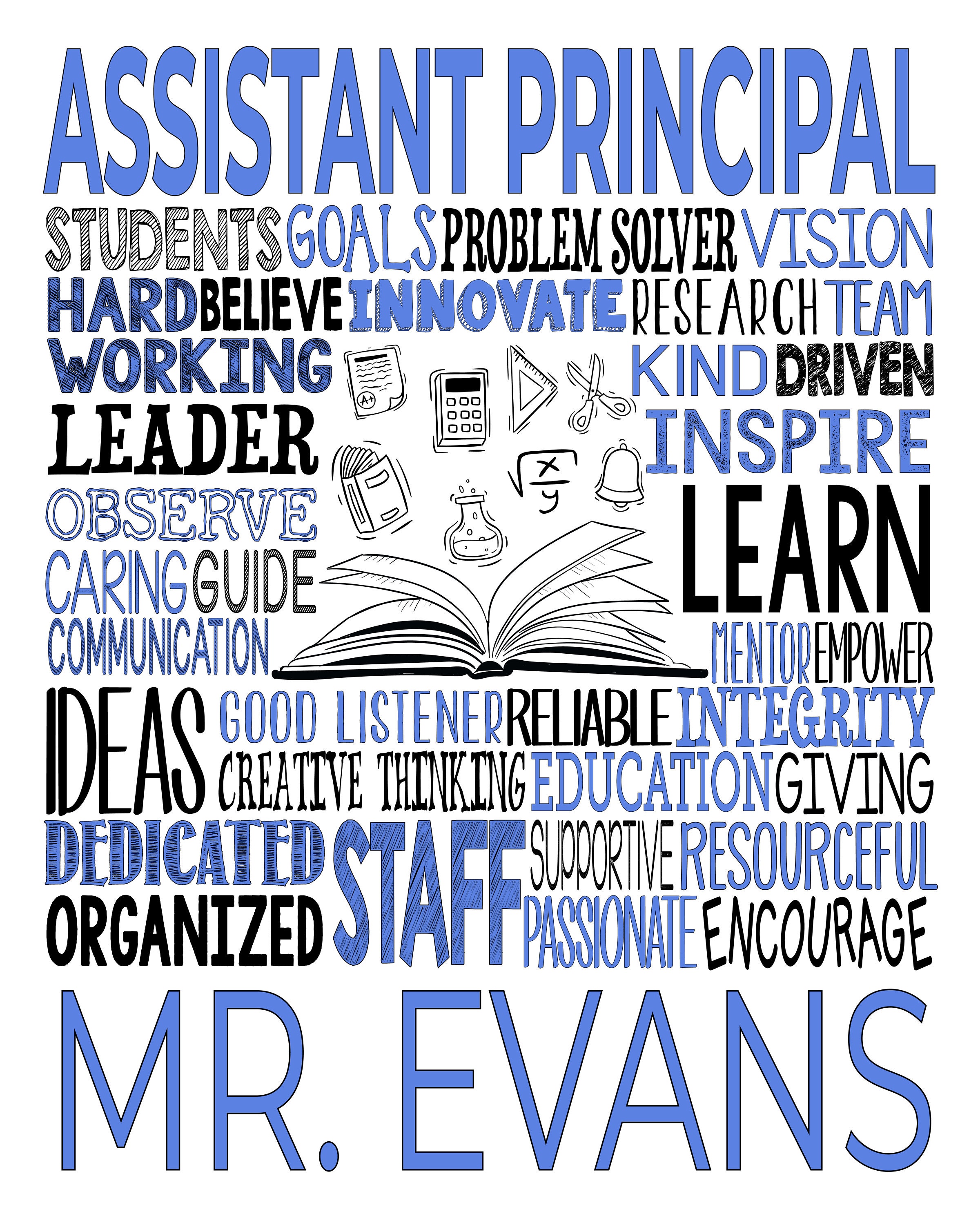 Assistant Principal Poster, Custom Principal Art Gift, Gift for School ...