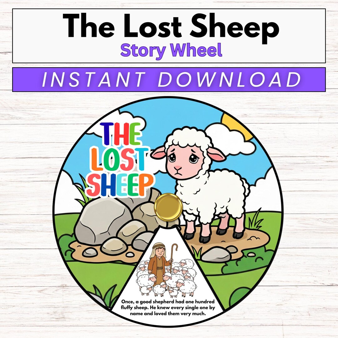 The Lost Sheep Parable Spinner Coloring Wheel, Bible Wheel Story Craft ...