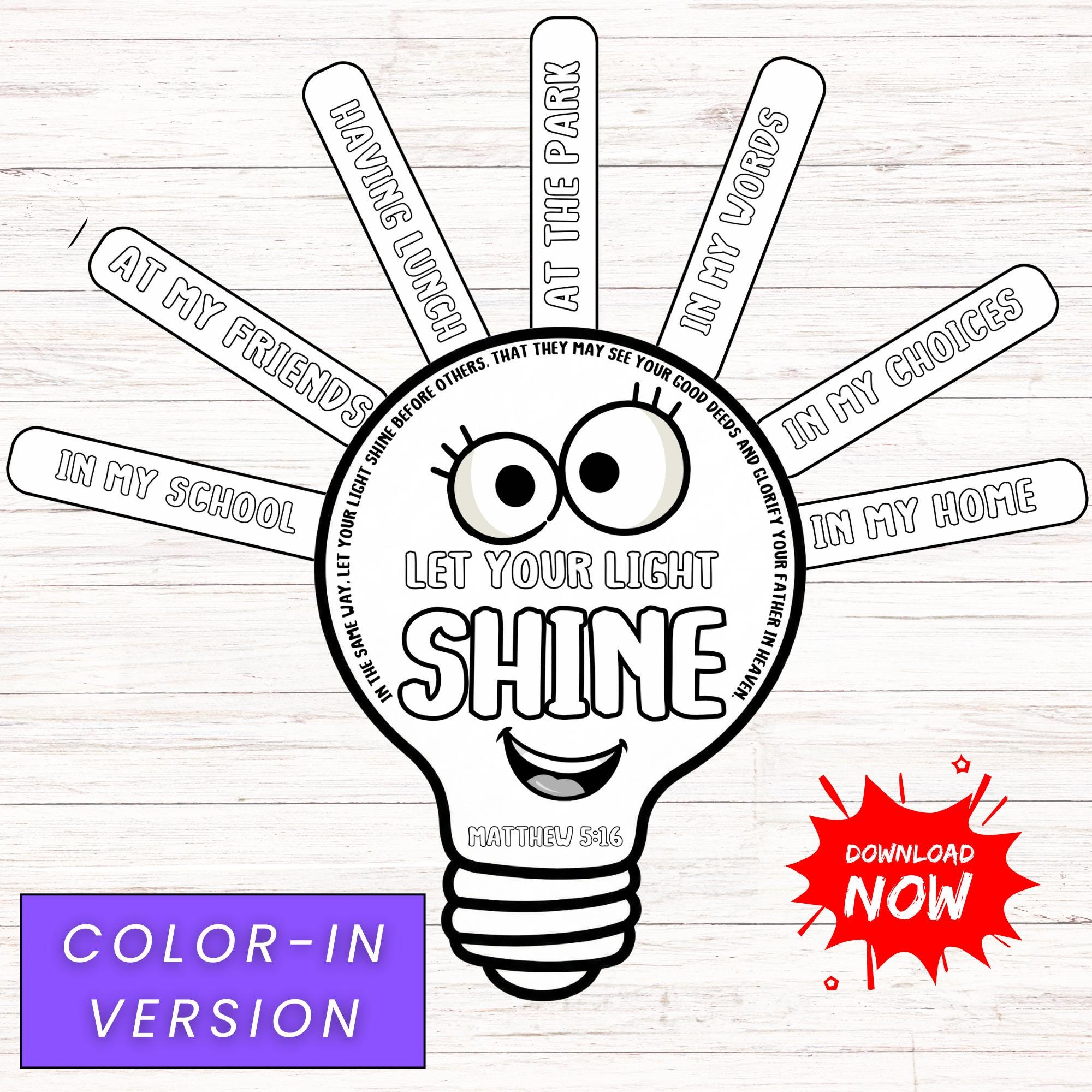 Let Your Light Shine Craft, Faith Bible Craft, Bible Wheel Story Craft ...