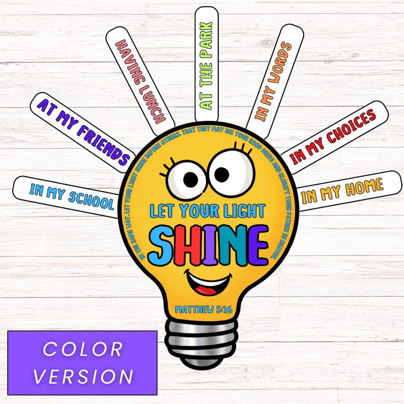 Let Your Light Shine Craft, Faith Bible Craft, Bible Wheel Story Craft ...