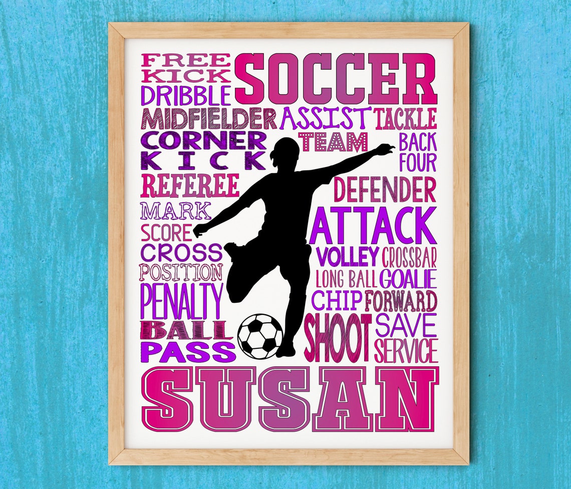 Girl's Soccer Poster, Gift for Soccer Players, Girls Soccer Typography ...