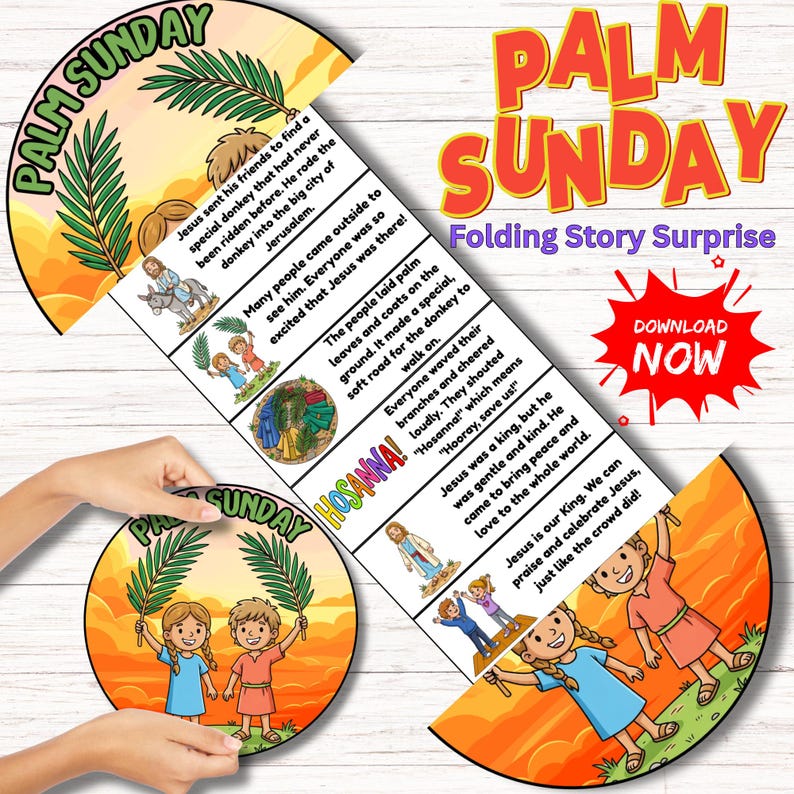 Palm Sunday Folding Surprise Printable Mini Book, Sunday School Easter ...