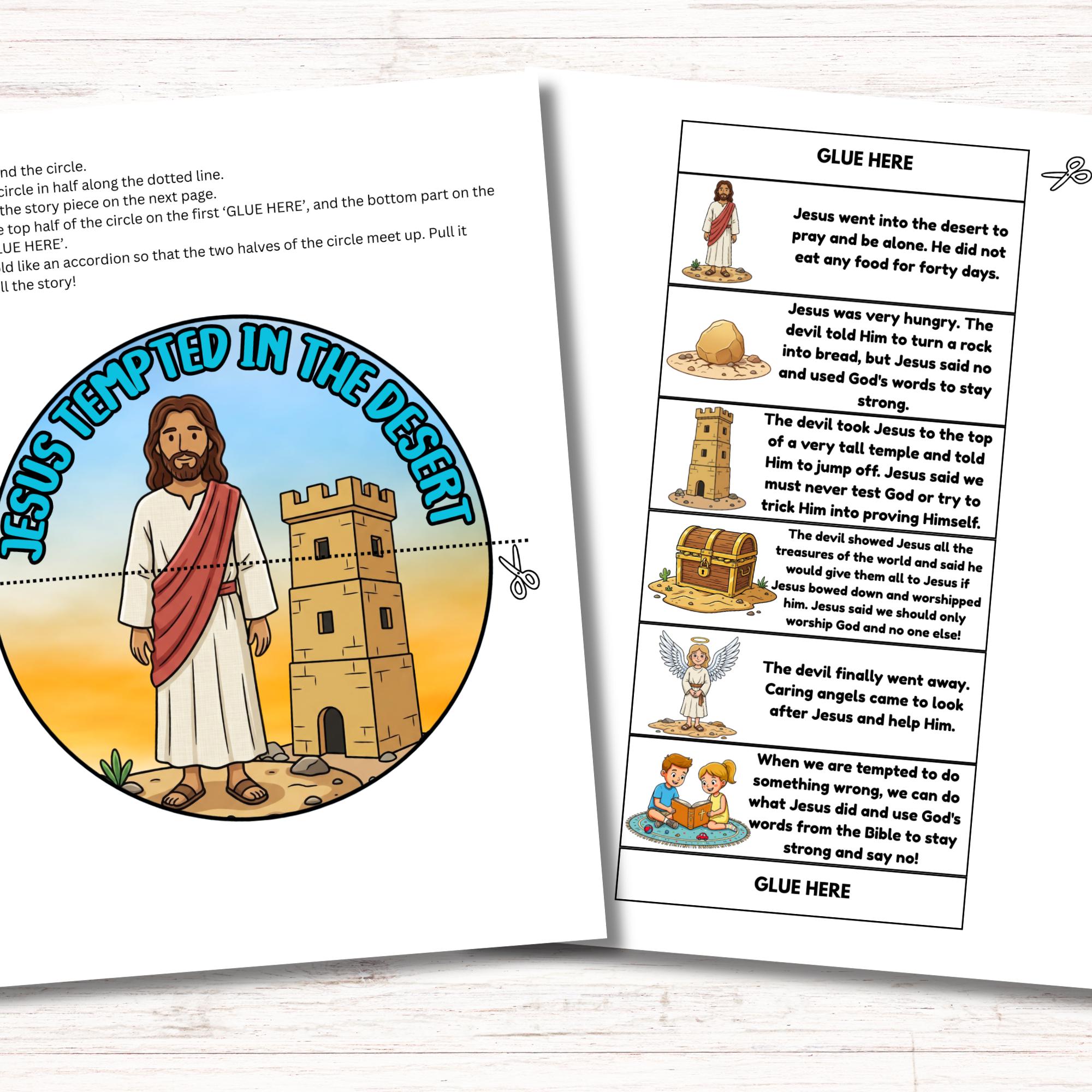 Jesus Tempted in the Desert Folding Surprise Printable Mini Book, Bible ...
