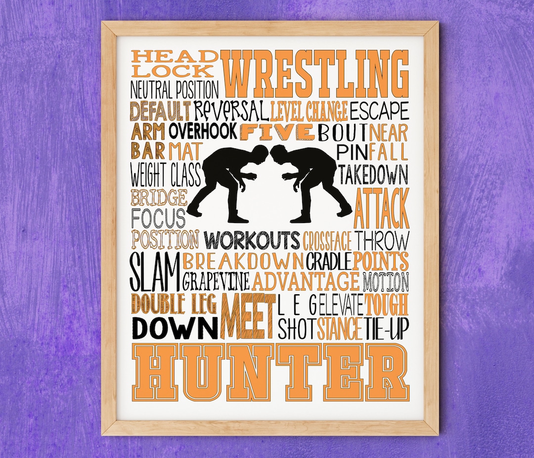 Wrestling Typography, Gift for Wrestler, Wrestling Typography ...