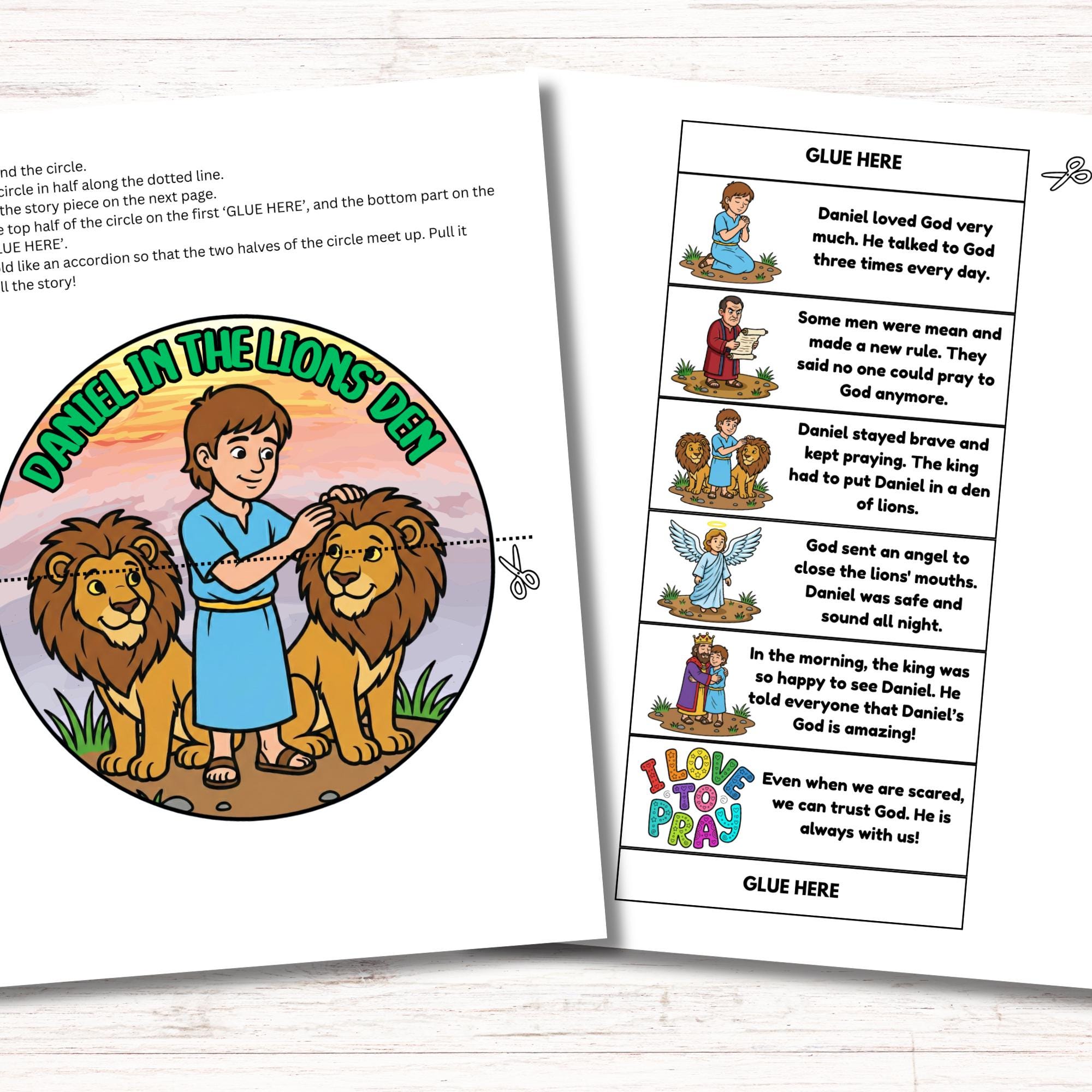 Daniel in the Lions' Den Folding Surprise Printable Mini Book, Bible ...