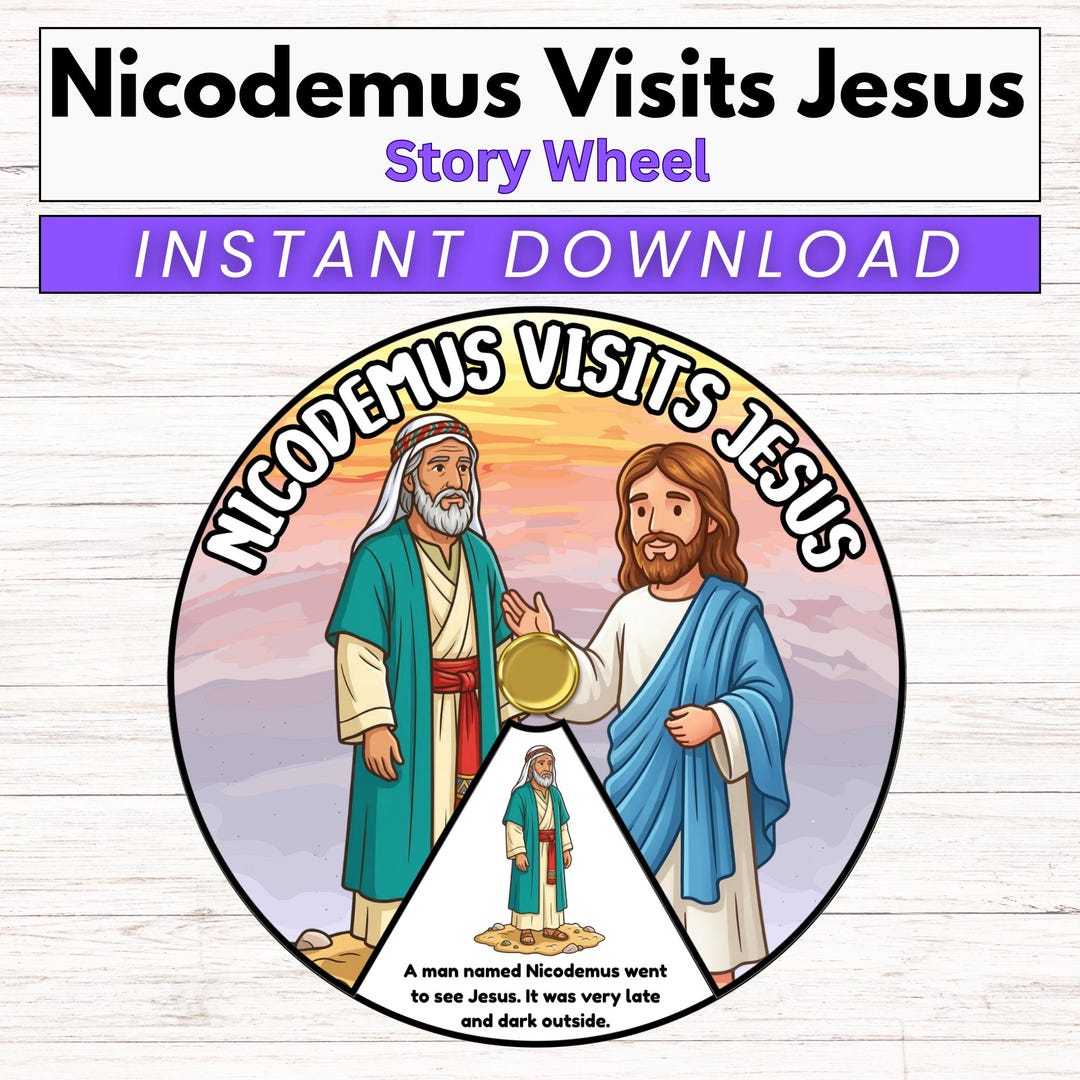 Nicodemus Visits Jesus Spinner Coloring Wheel, Bible Wheel Story Craft ...
