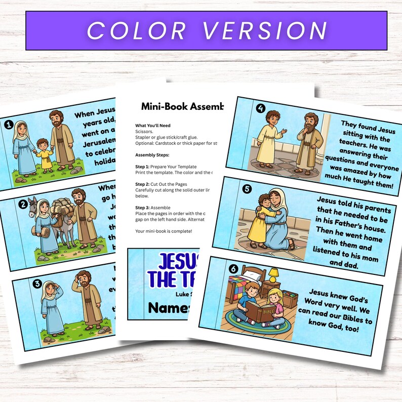 Jesus in the Temple Printable Sunday School Mini Book, Sunday School ...