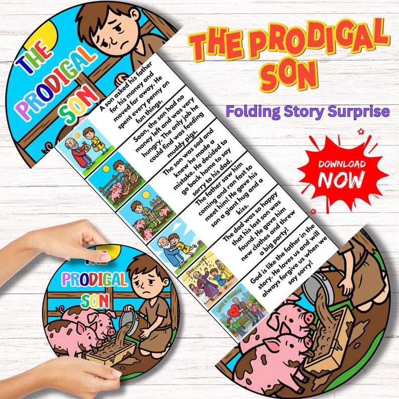 The Prodigal Son Folding Surprise Printable Mini Book, Bible Story ...