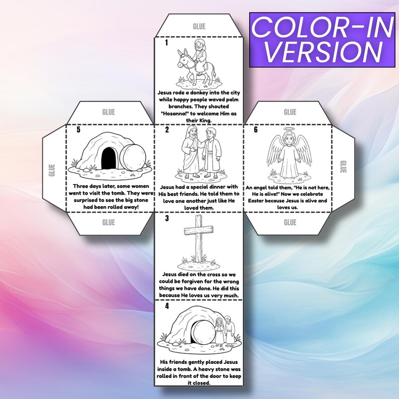 The Easter Story Bible Coloring Cube Craft, Bible Cube Activity, Sunday ...