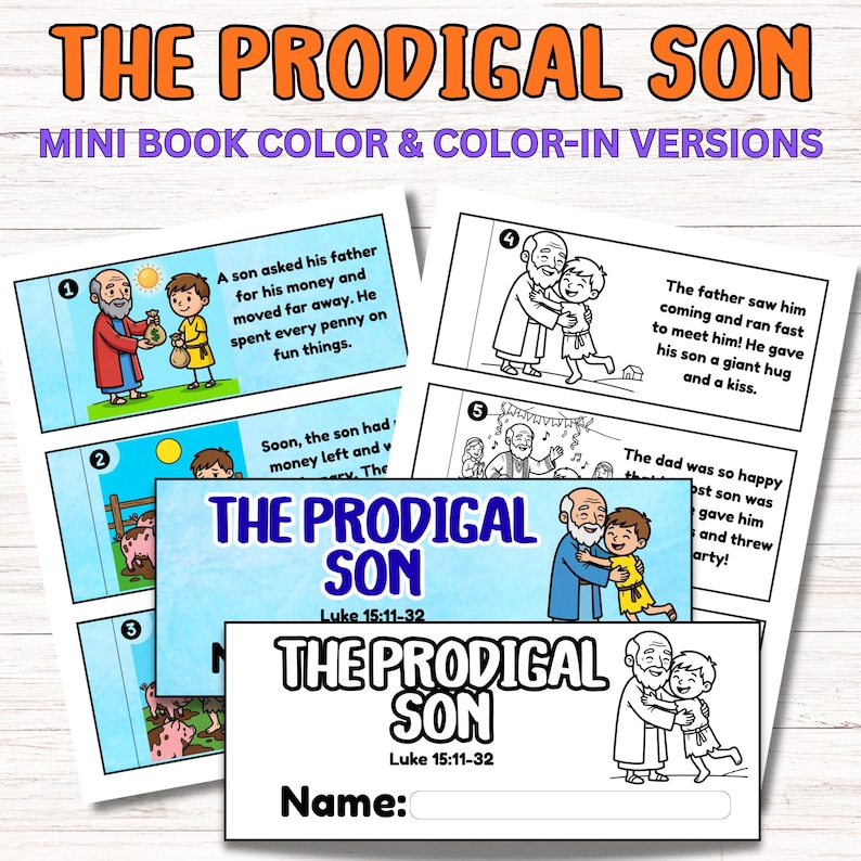 The Prodigal Son Parable Printable Sunday School Mini Book, Sunday ...