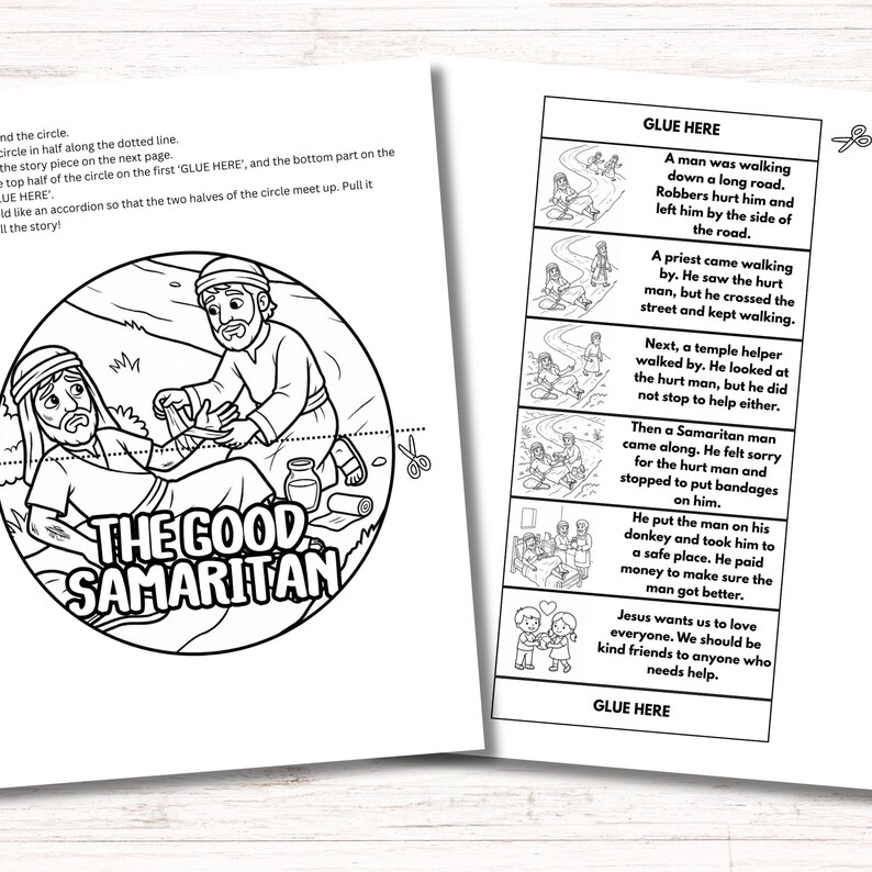 The Good Samaritan Parable Folding Surprise Printable Mini Book, Bible ...