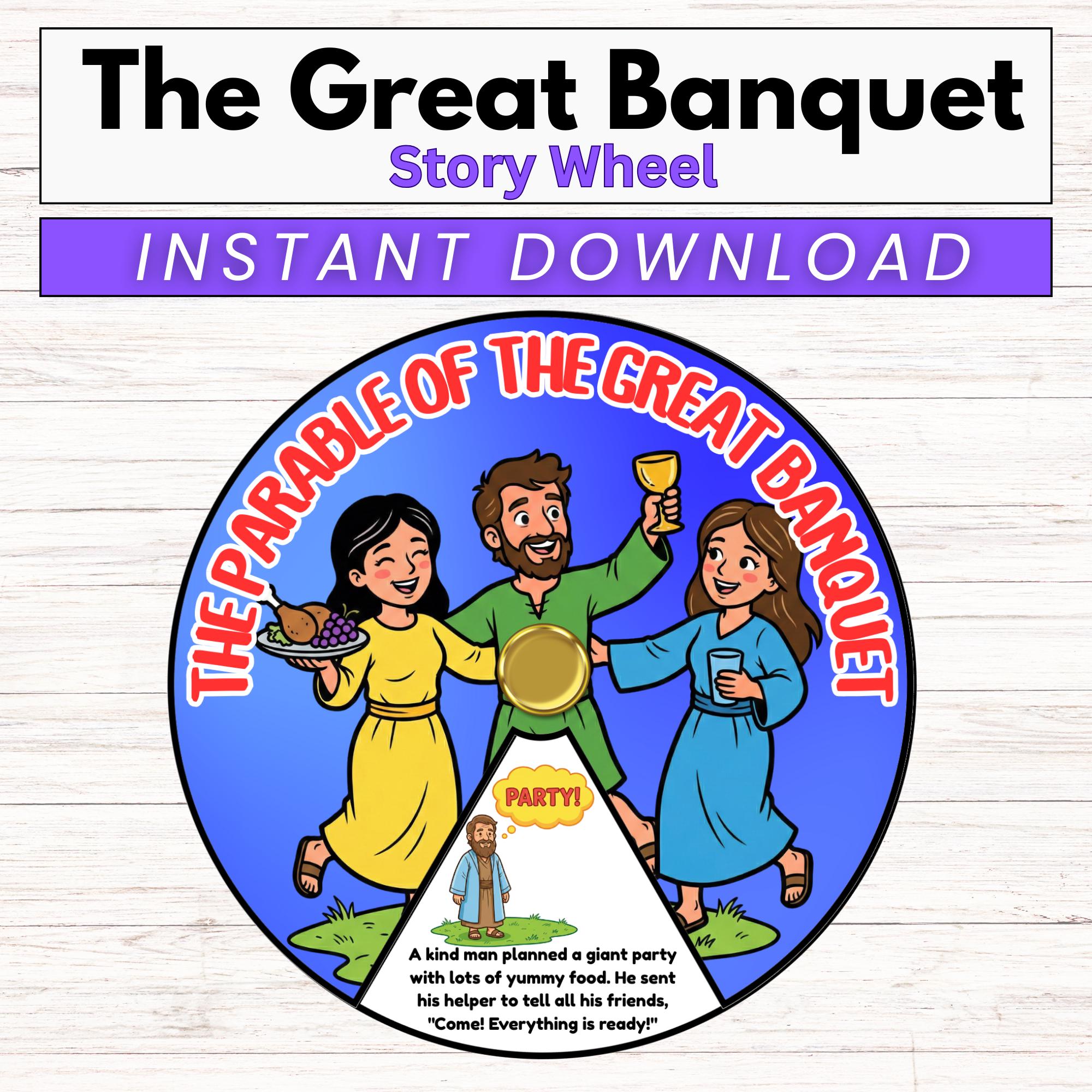 The Great Banquet Parable Spinner Coloring Wheel, Bible Wheel Story ...
