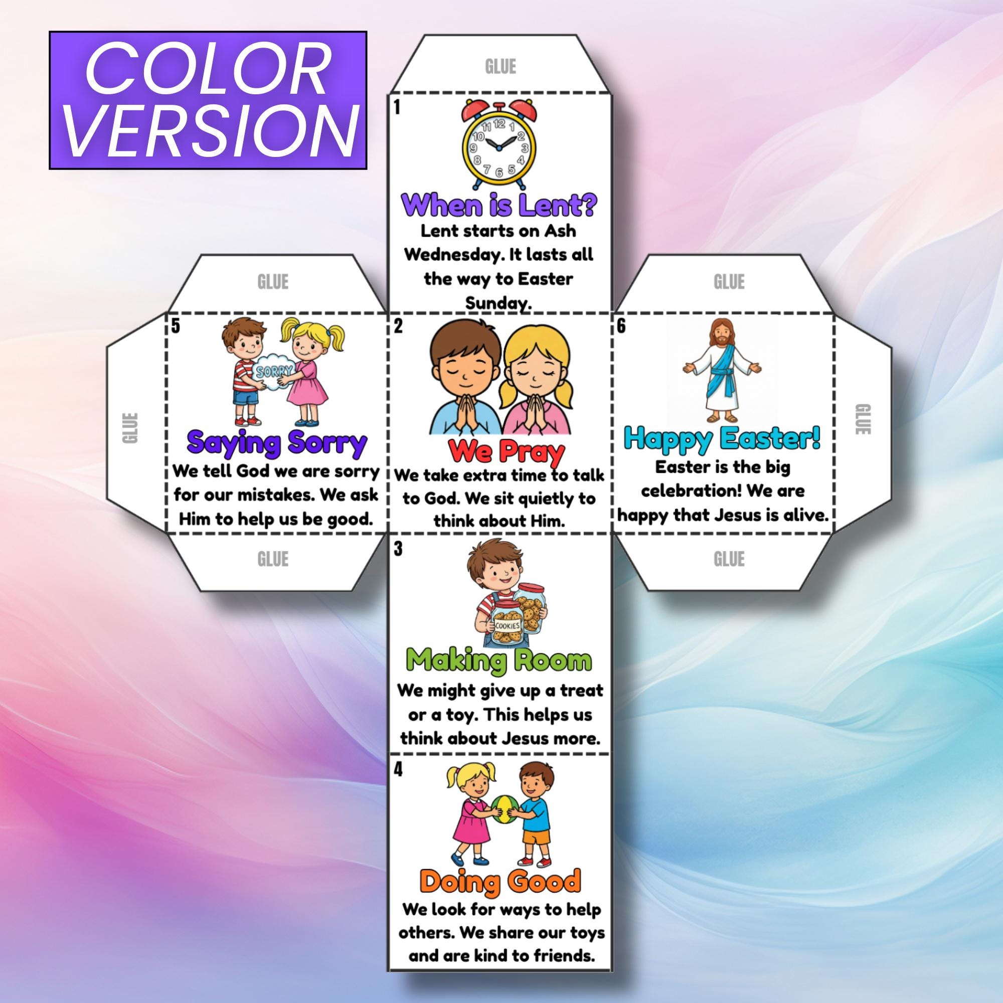What is Lent Bible Coloring Cube Craft, Bible Cube Activity, Sunday ...