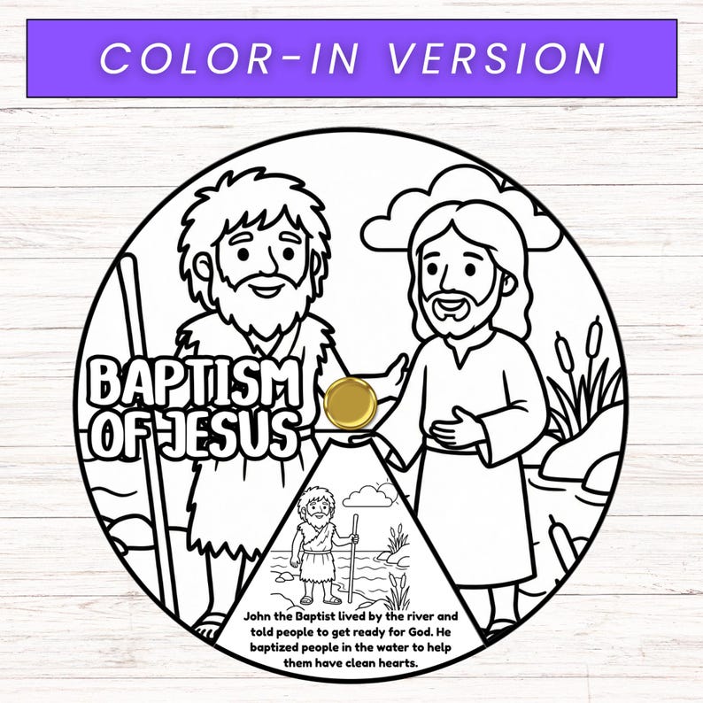 The Baptism of Jesus Spinner Coloring Wheel, Bible Wheel Story Craft ...