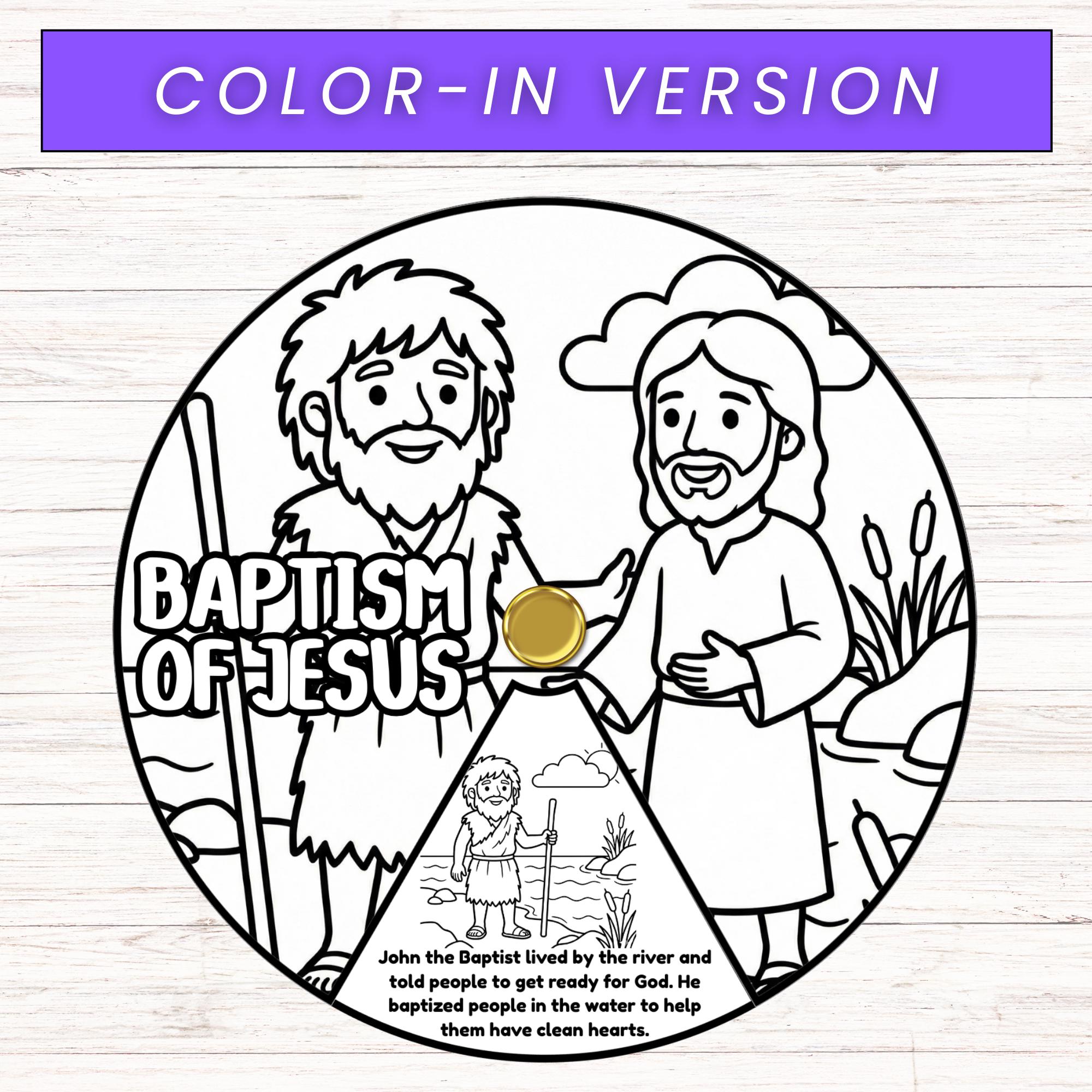 The Baptism of Jesus Spinner Coloring Wheel, Bible Wheel Story Craft ...