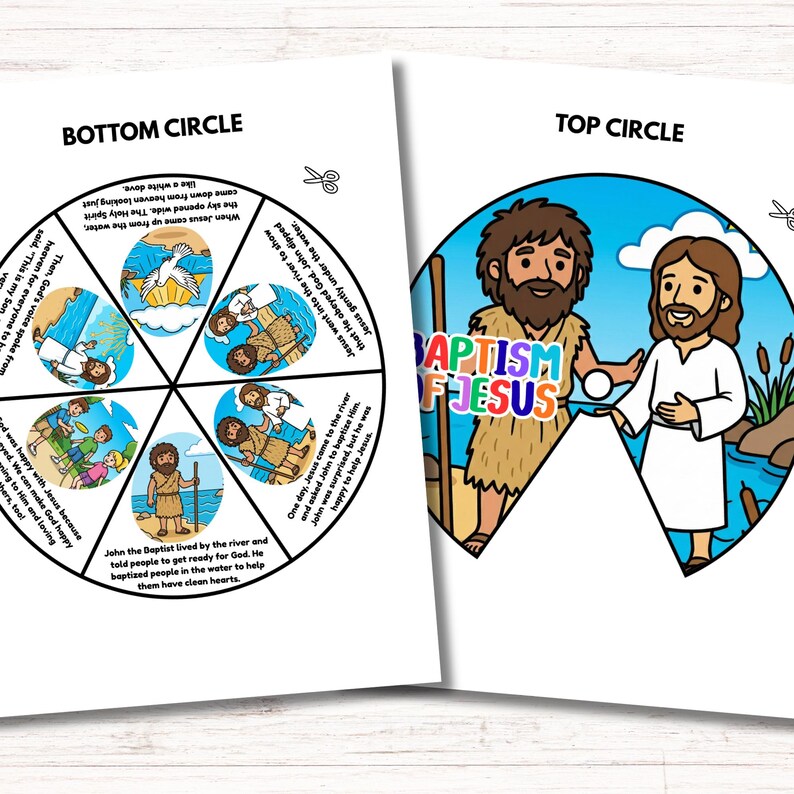 The Baptism of Jesus Spinner Coloring Wheel, Bible Wheel Story Craft ...