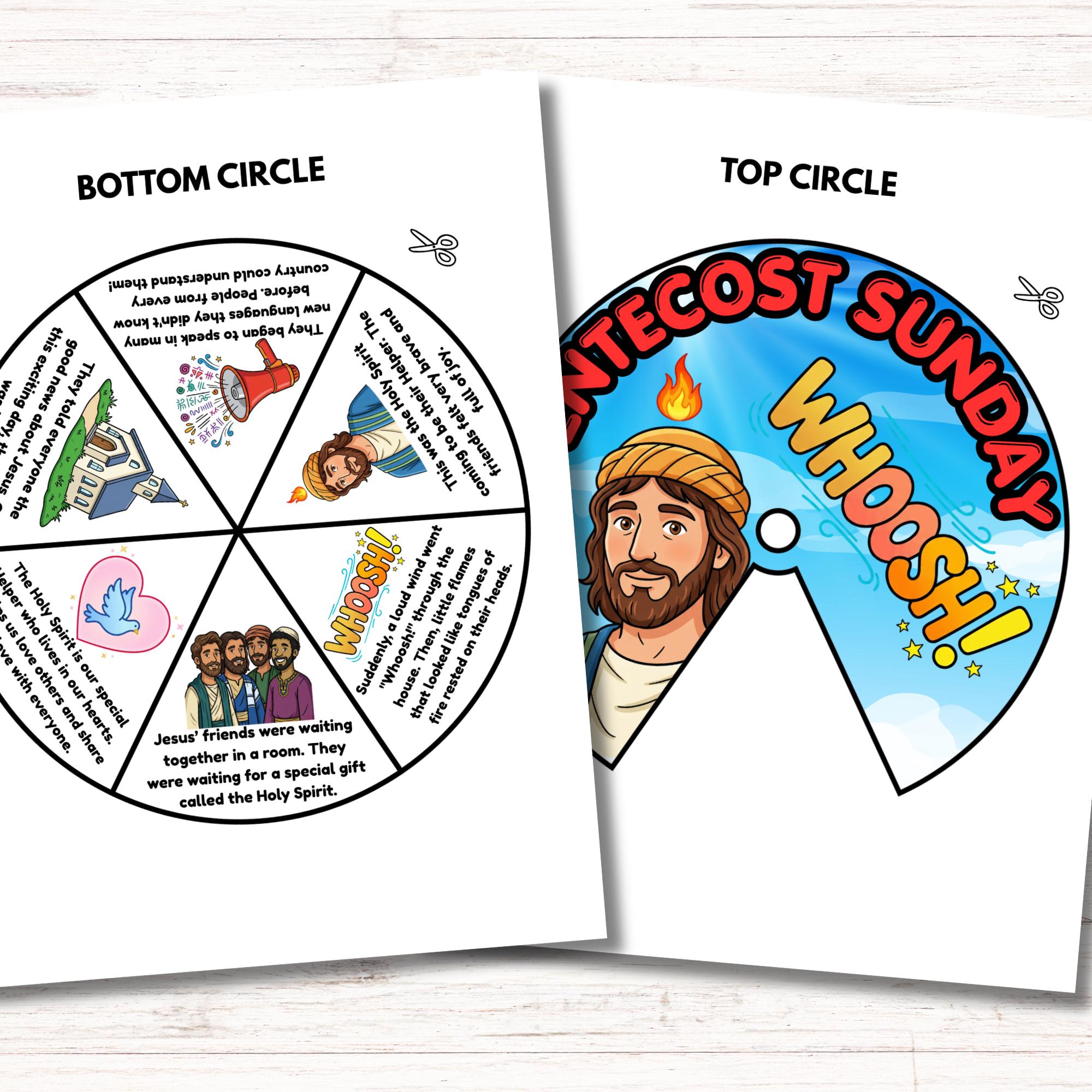 Pentecost Sunday and the Holy Spirit Spinner Coloring Wheel, Bible ...