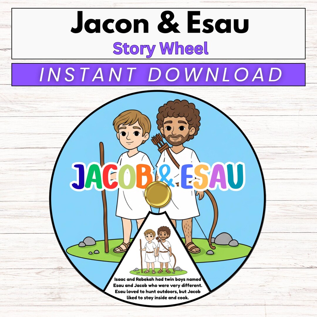 Jacob and Esau Spinner Coloring Wheel, Bible Wheel Story Craft, Sunday ...