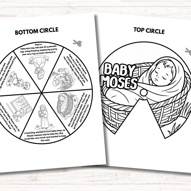 The Baby Moses Spinner Coloring Wheel, Bible Wheel Story Craft, Sunday ...