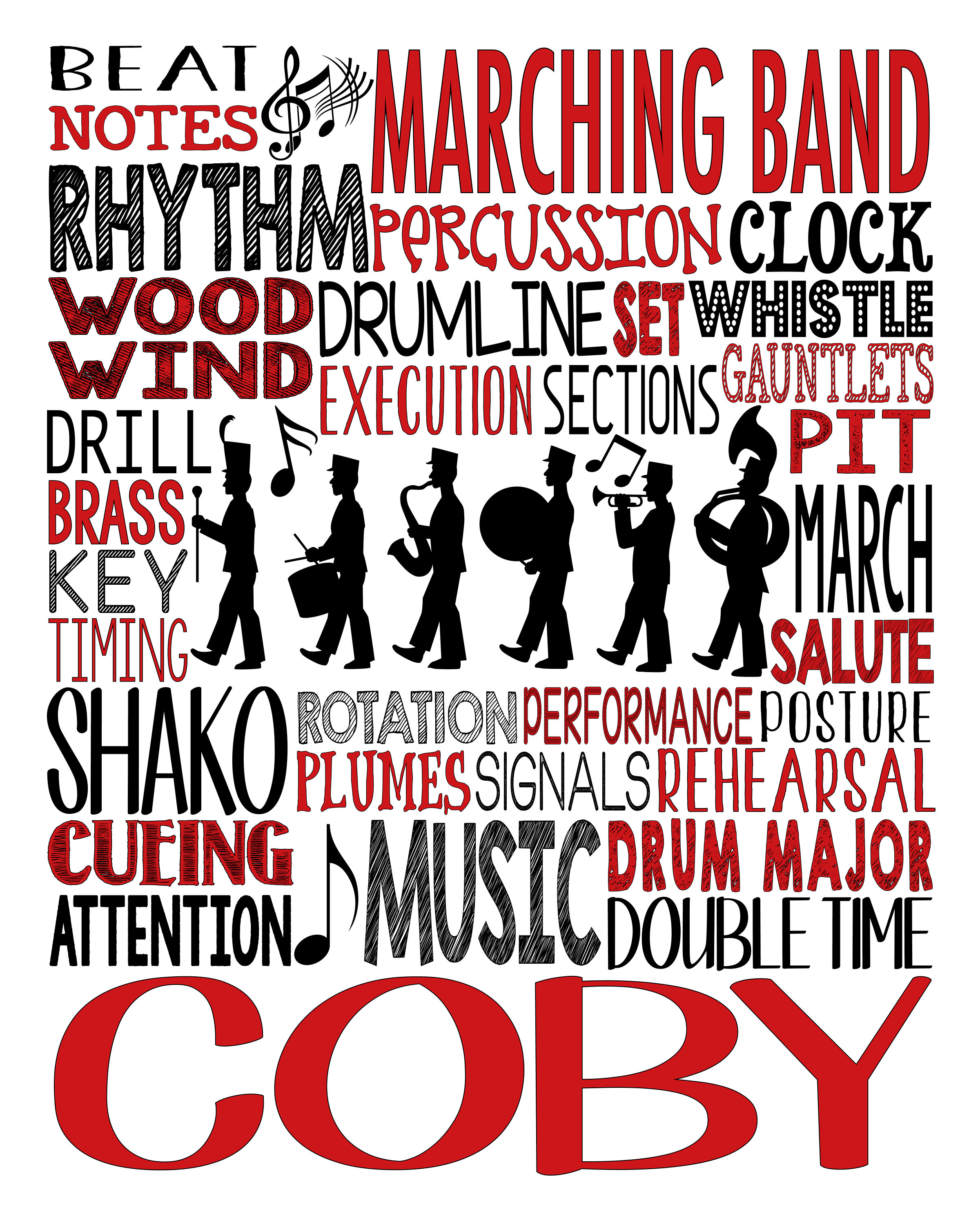 Marching Band Typography Poster, Marching Band Gift, Marching Band ...
