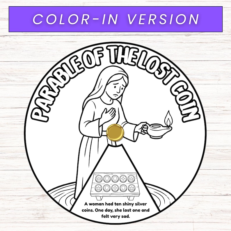 The Lost Coin Parable Spinner Coloring Wheel, Bible Wheel Story Craft ...