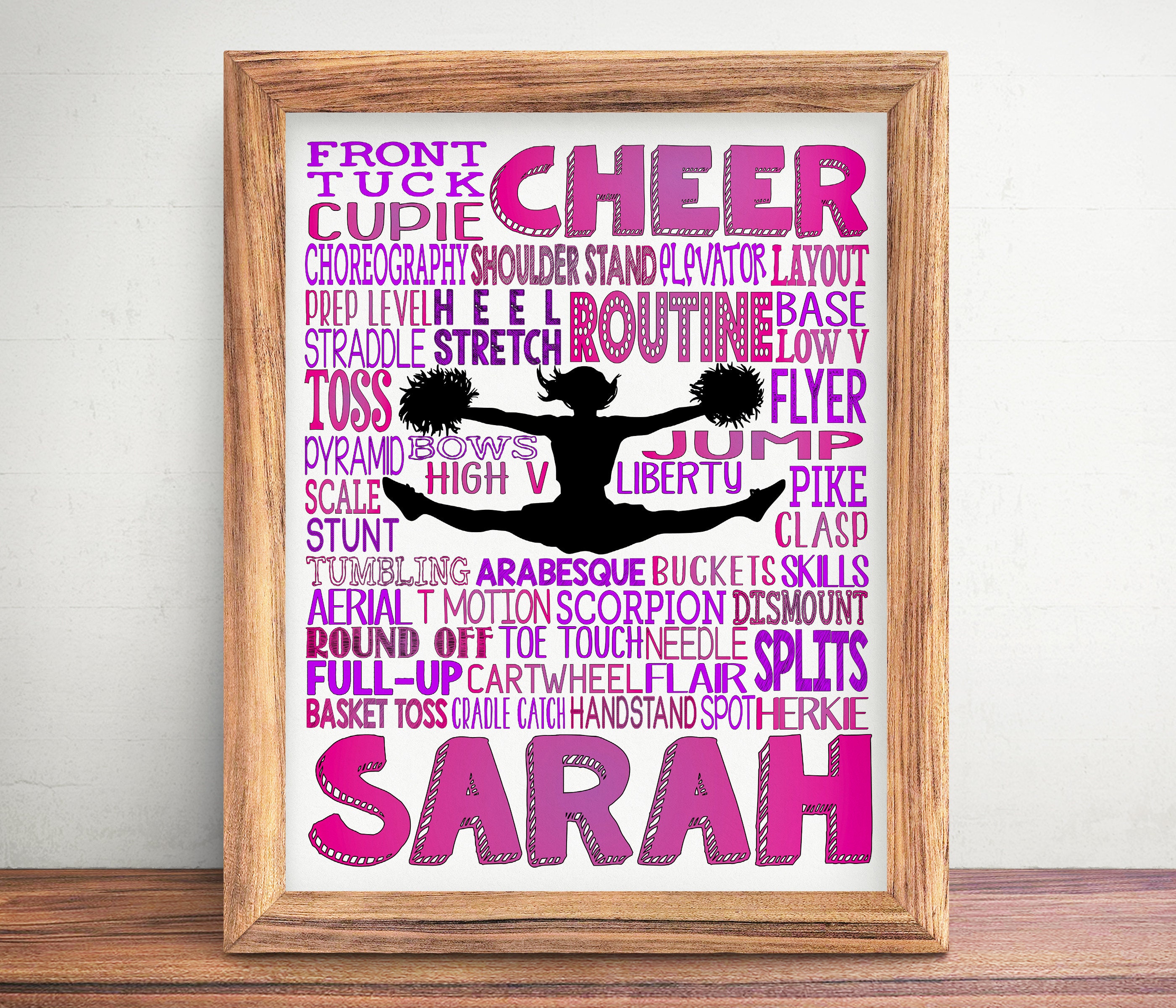 Cheerleading Typography, Personalized Cheerleader Art, Cheer Poster ...