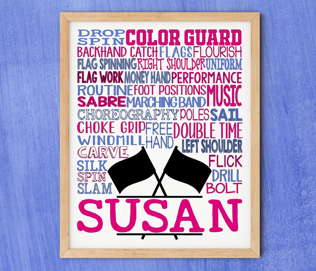 Personalized Color Guard Poster, Color Guard Typography Gift, Color ...