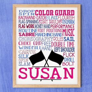 Personalized Color Guard Poster, Color Guard Typography Gift, Color ...