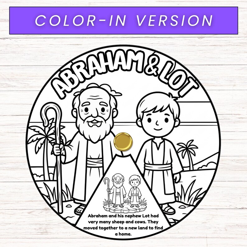 Abraham and Lot Spinner Coloring Wheel, Bible Wheel Story Craft, Sunday ...