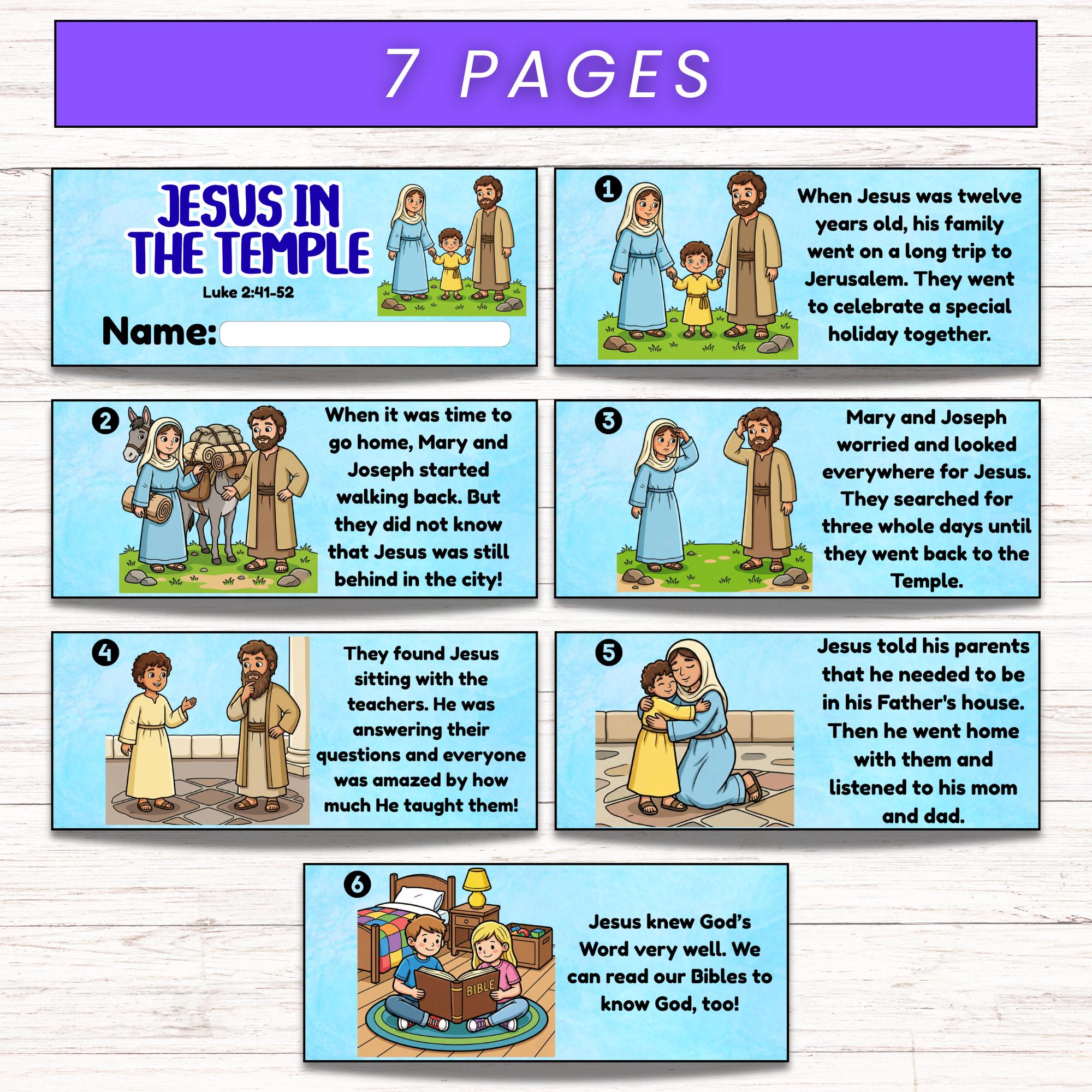 Jesus in the Temple Printable Sunday School Mini Book, Sunday School ...