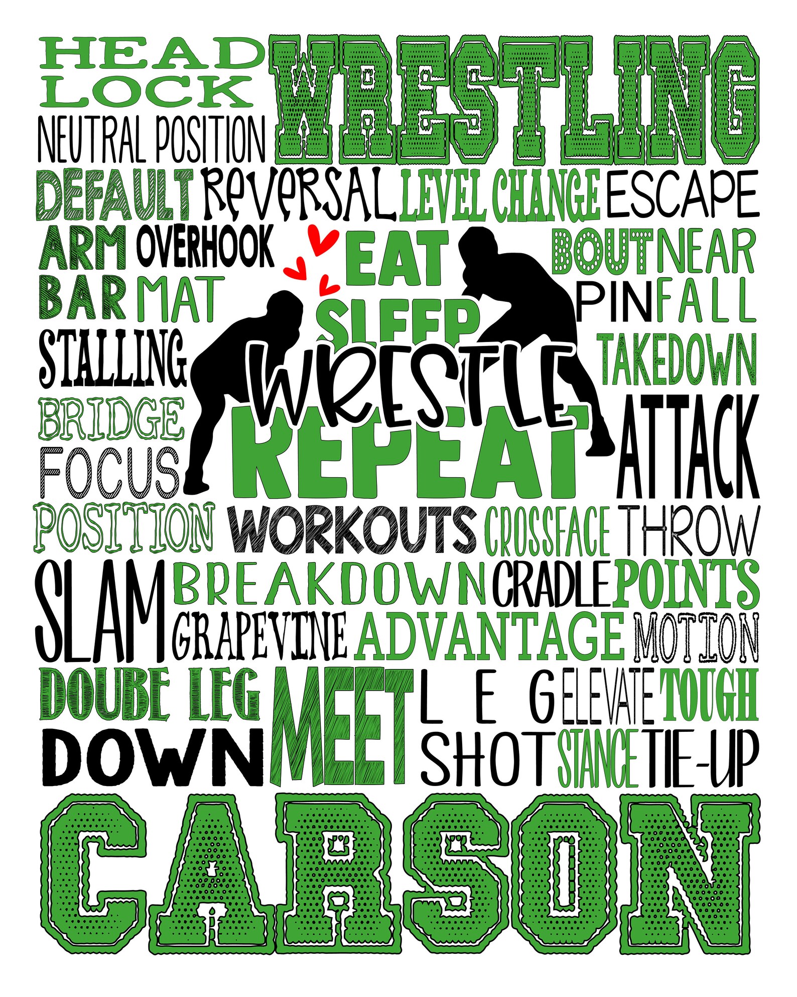 Gift for Wrestler Wrestling Typography Personalised | Etsy