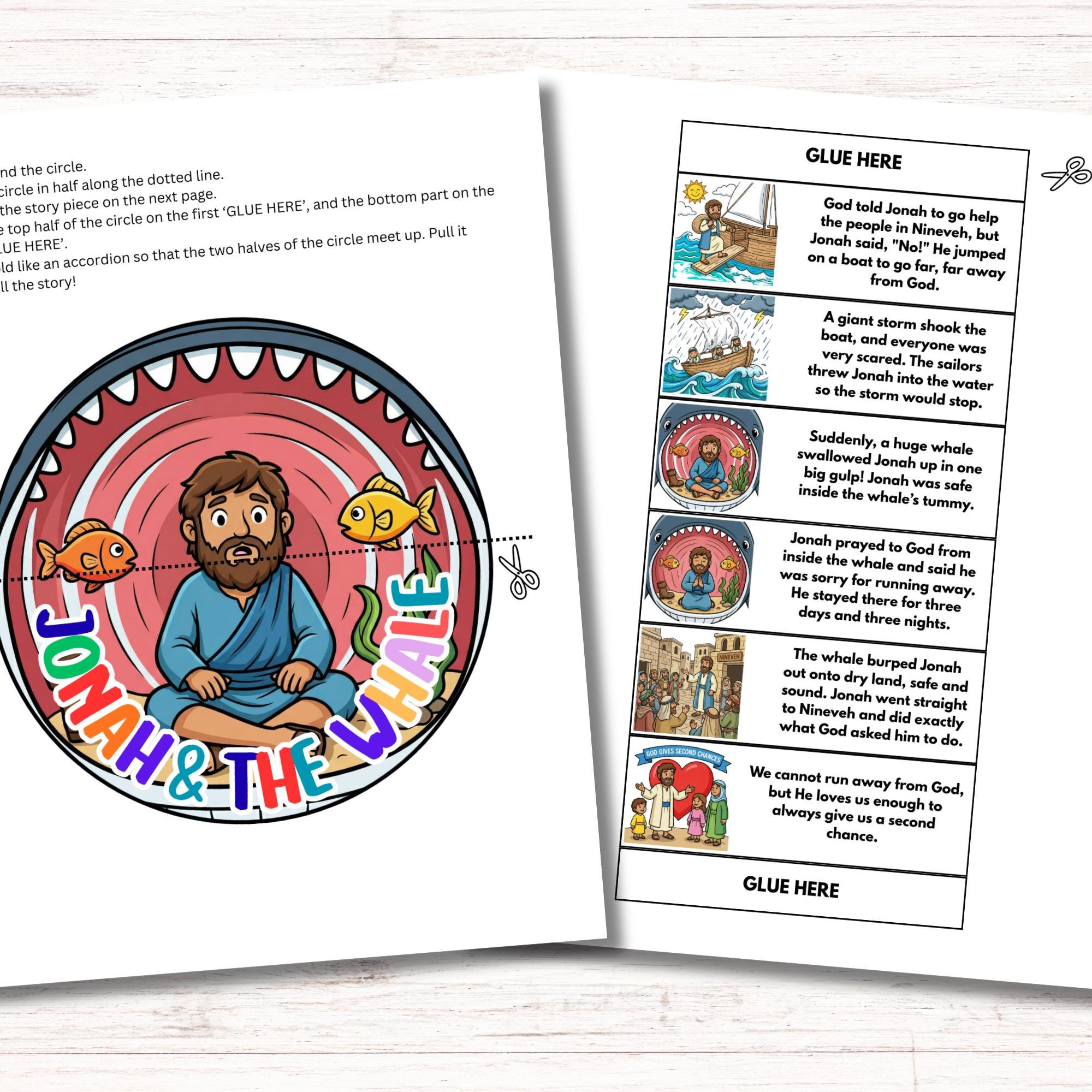 Jonah and the Whale Folding Surprise Printable Mini Book, Bible Story ...