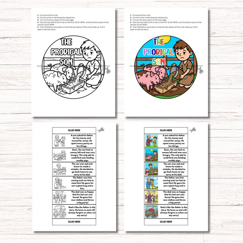 The Prodigal Son Folding Surprise Printable Mini Book, Bible Story ...