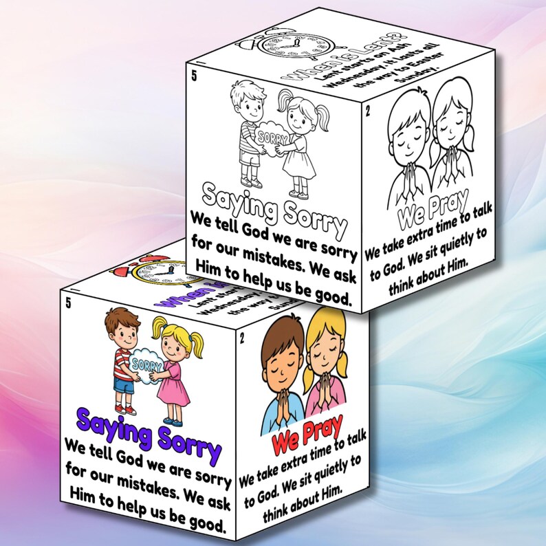 What is Lent Bible Coloring Cube Craft, Bible Cube Activity, Sunday ...