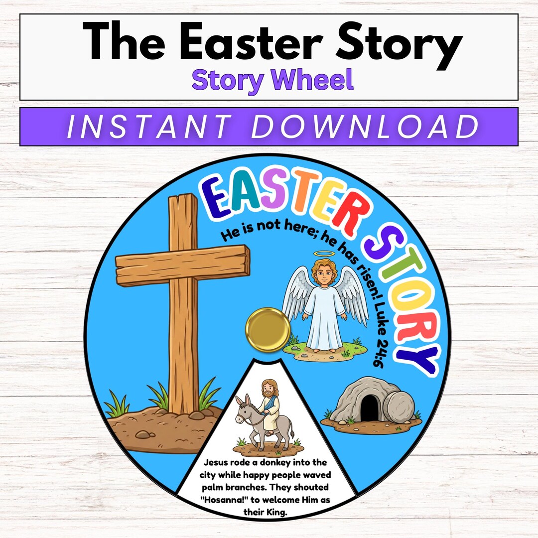 The Easter Story Spinner Coloring Wheel, Bible Wheel Easter Story Craft ...