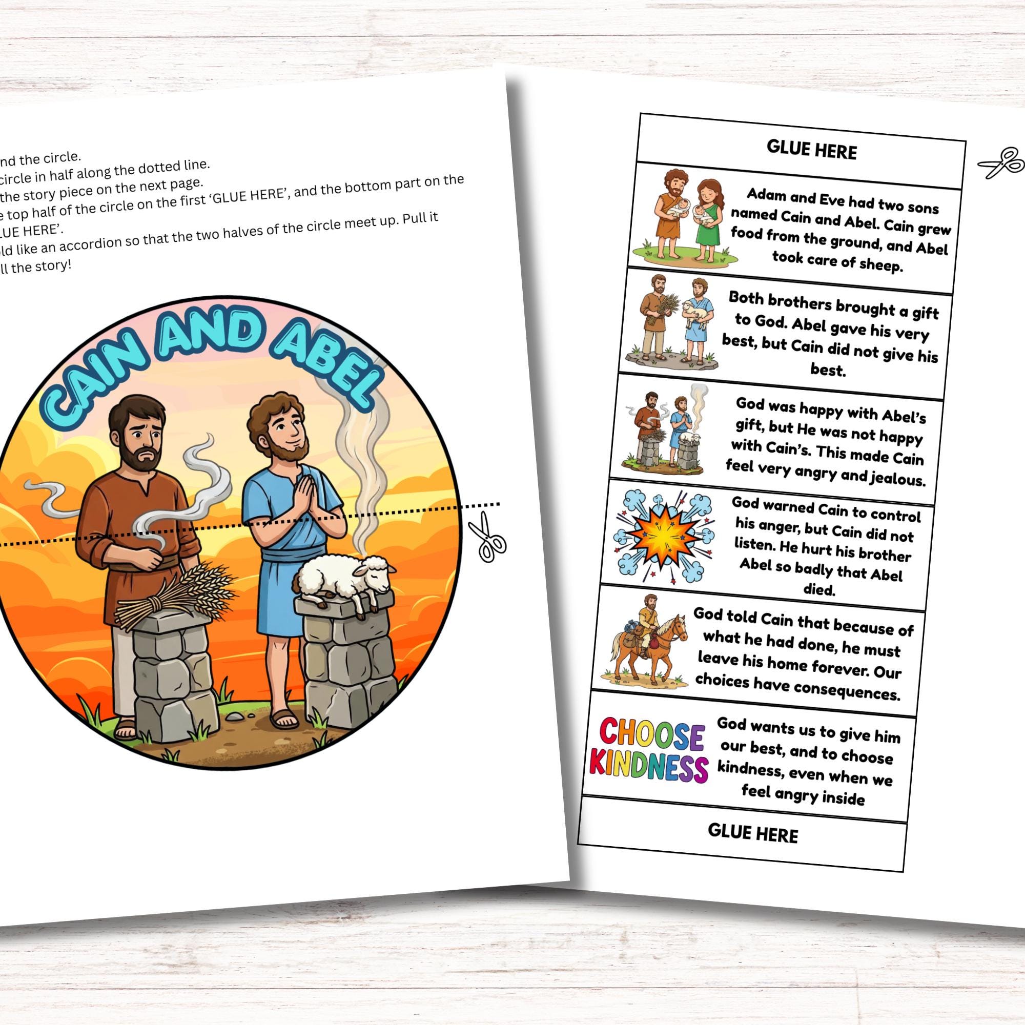 Cain and Abel Folding Surprise Printable Mini Book, Bible Story Craft ...