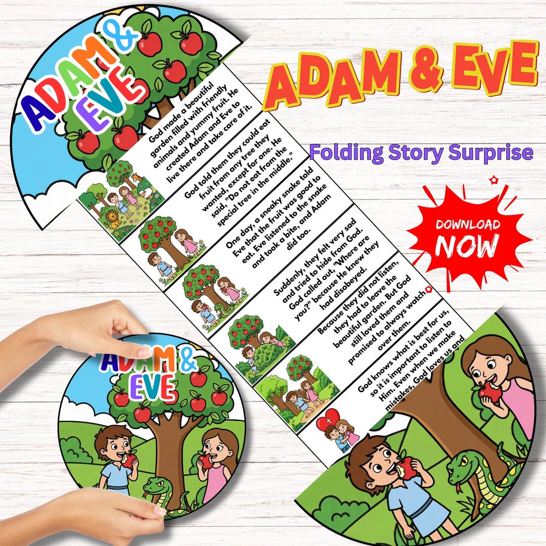 Adam and Eve Folding Surprise Printable Mini Book, Bible Story Craft ...