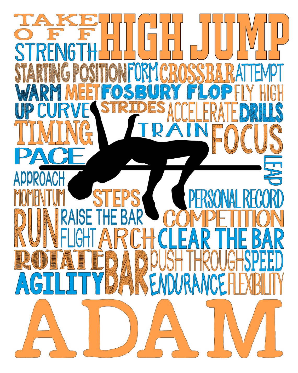 High Jump Typography, Girls High Jump Art, Track and Field Gift, Track ...