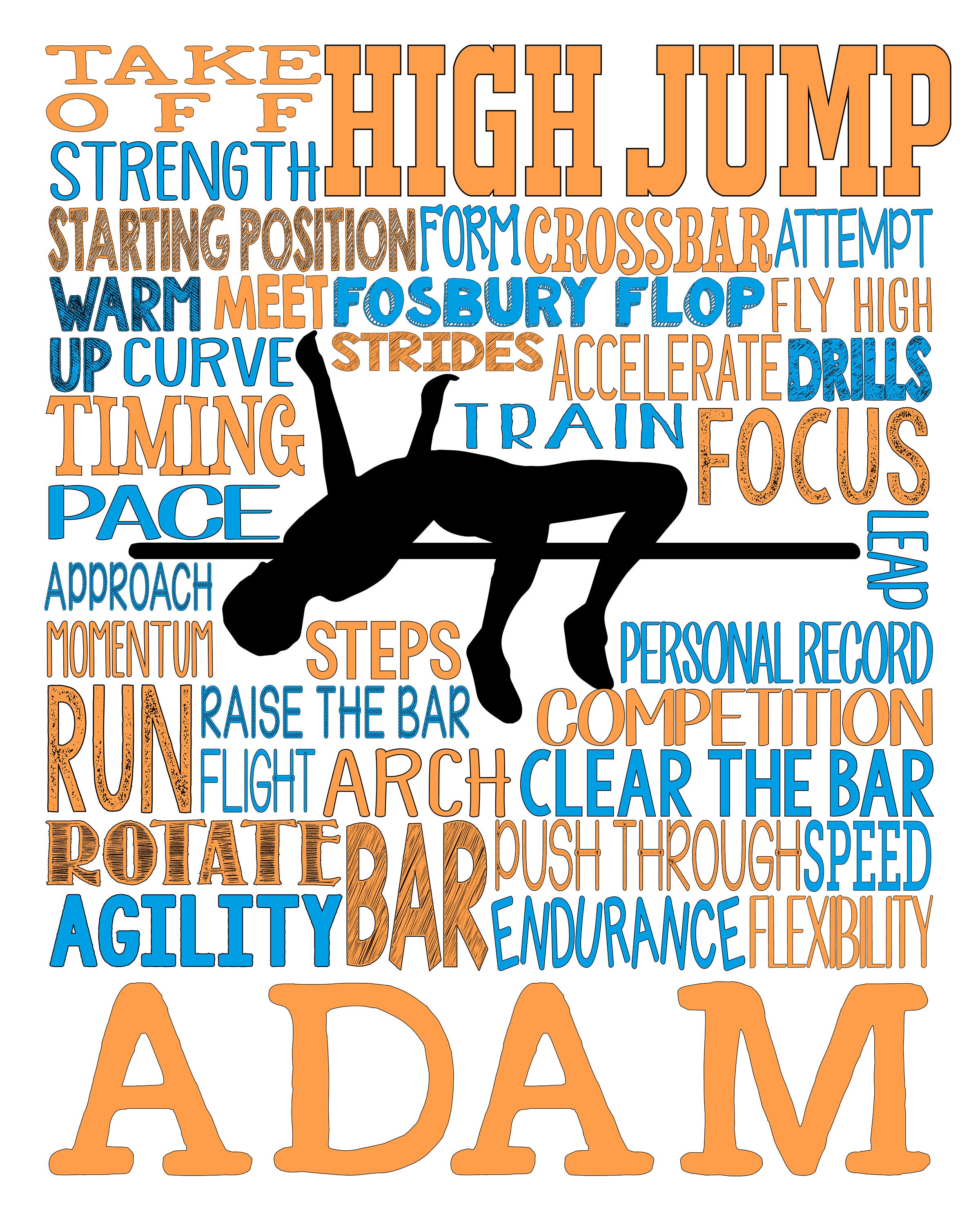 High Jump Typography, Girls High Jump Art, Track and Field Gift, Track ...