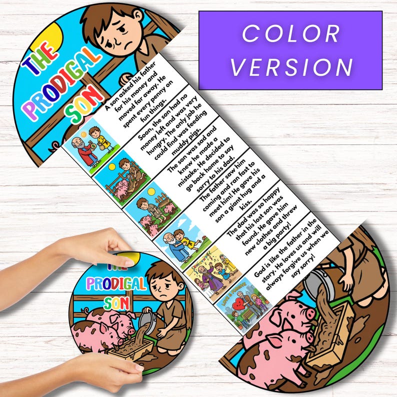 The Prodigal Son Folding Surprise Printable Mini Book, Bible Story ...