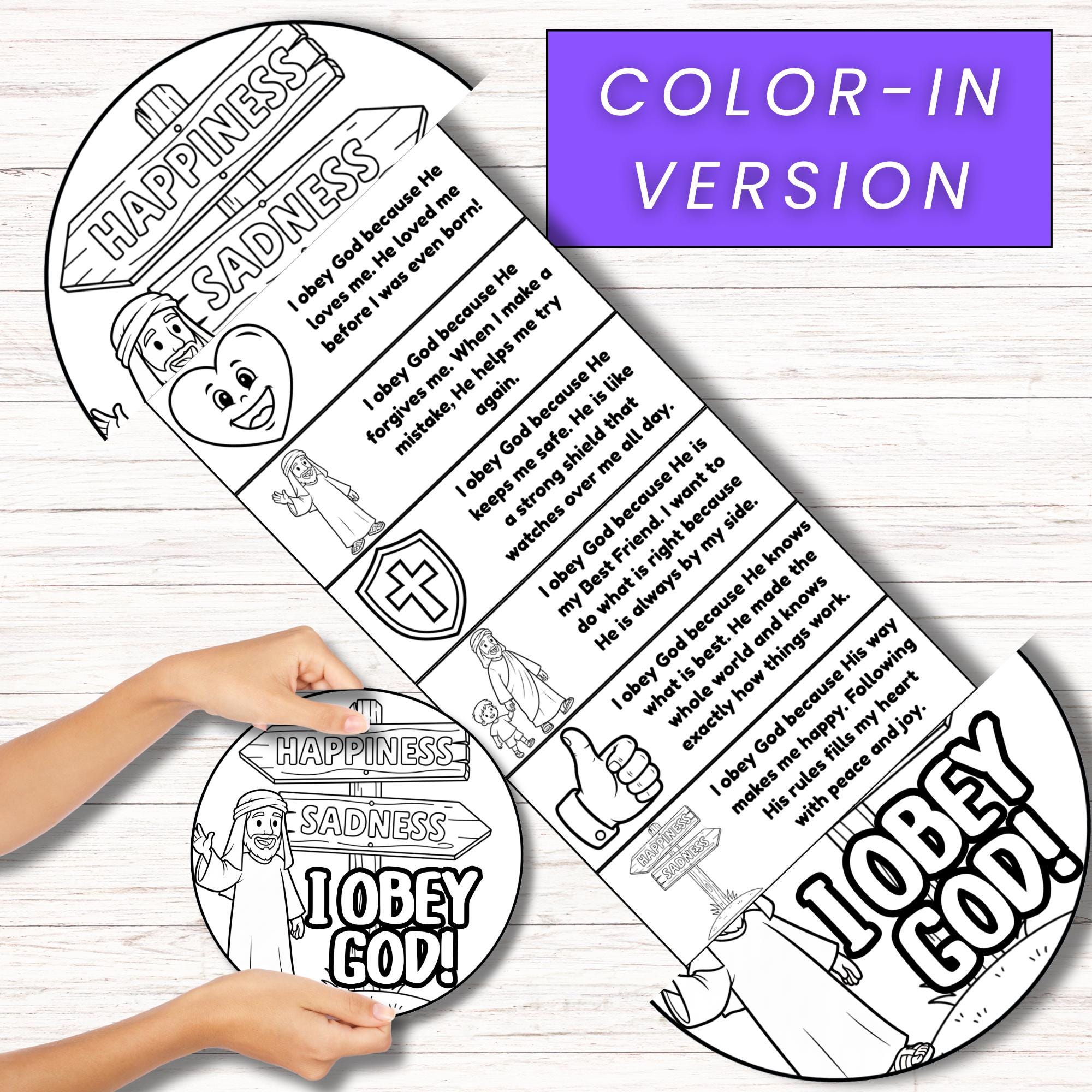 I Obey God Folding Surprise Printable Mini Book, Bible Story Craft ...