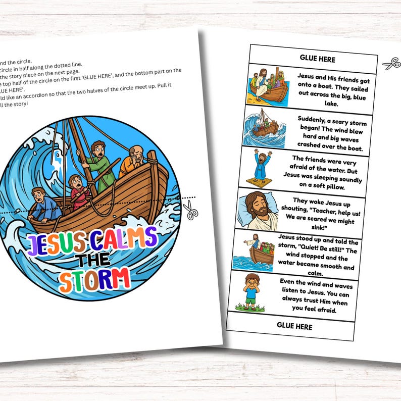Jesus Calms the Storm, Folding Surprise Printable Mini Book, Bible ...