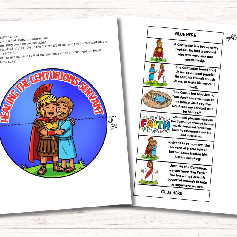 Jesus Heals the Centurions Servant, Folding Surprise Printable Mini ...